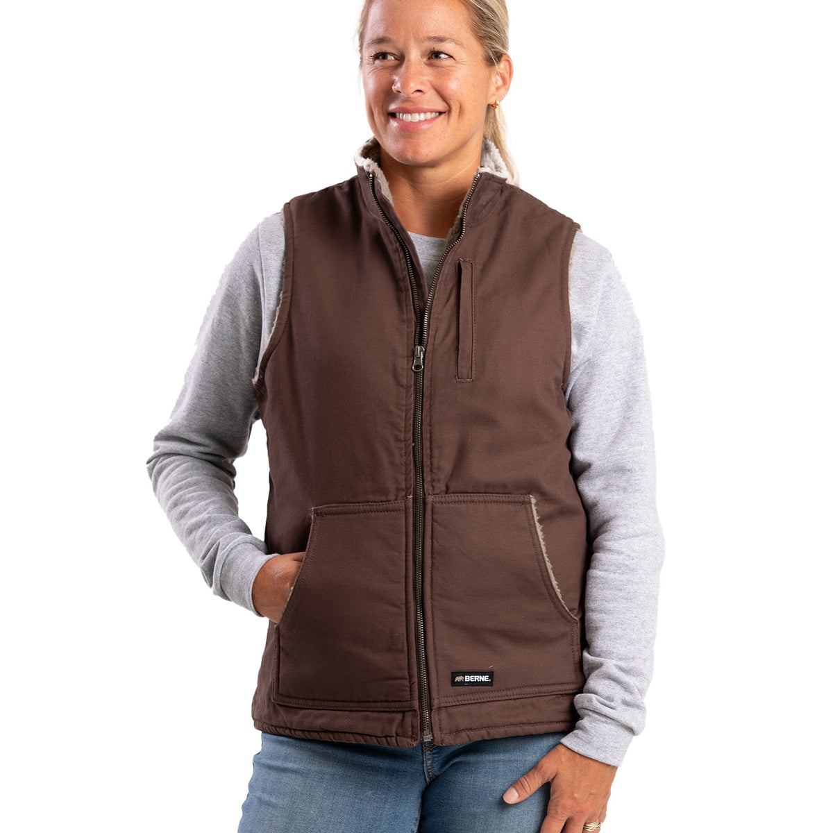 Women's Sherpa-Lined Softstone Duck Vest – Berne Canada